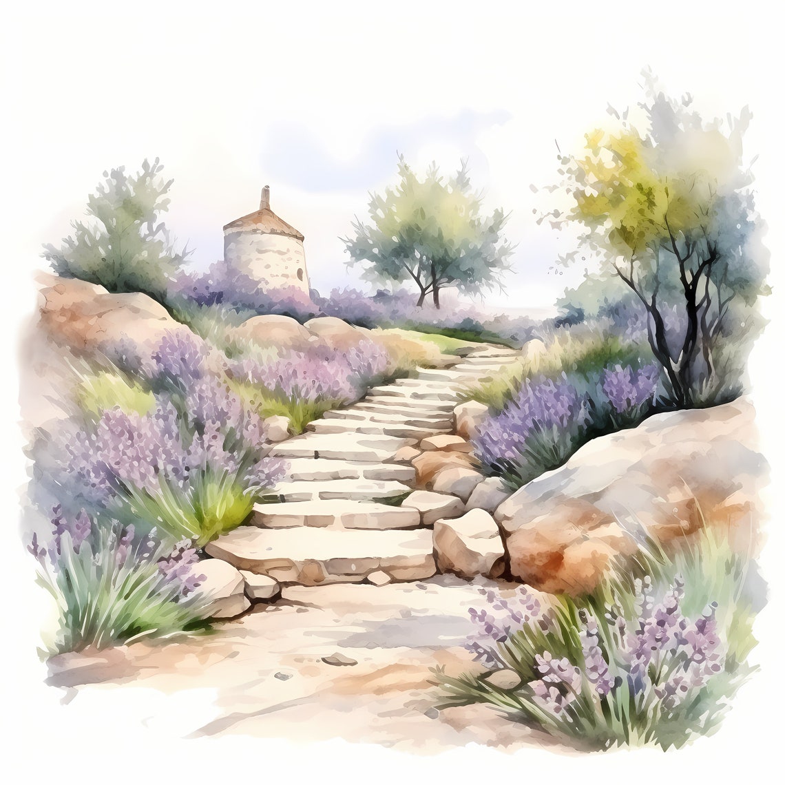 Rustic Footpath, Nature Walk Path Watercolor Clipart Set With 10 JPG ...