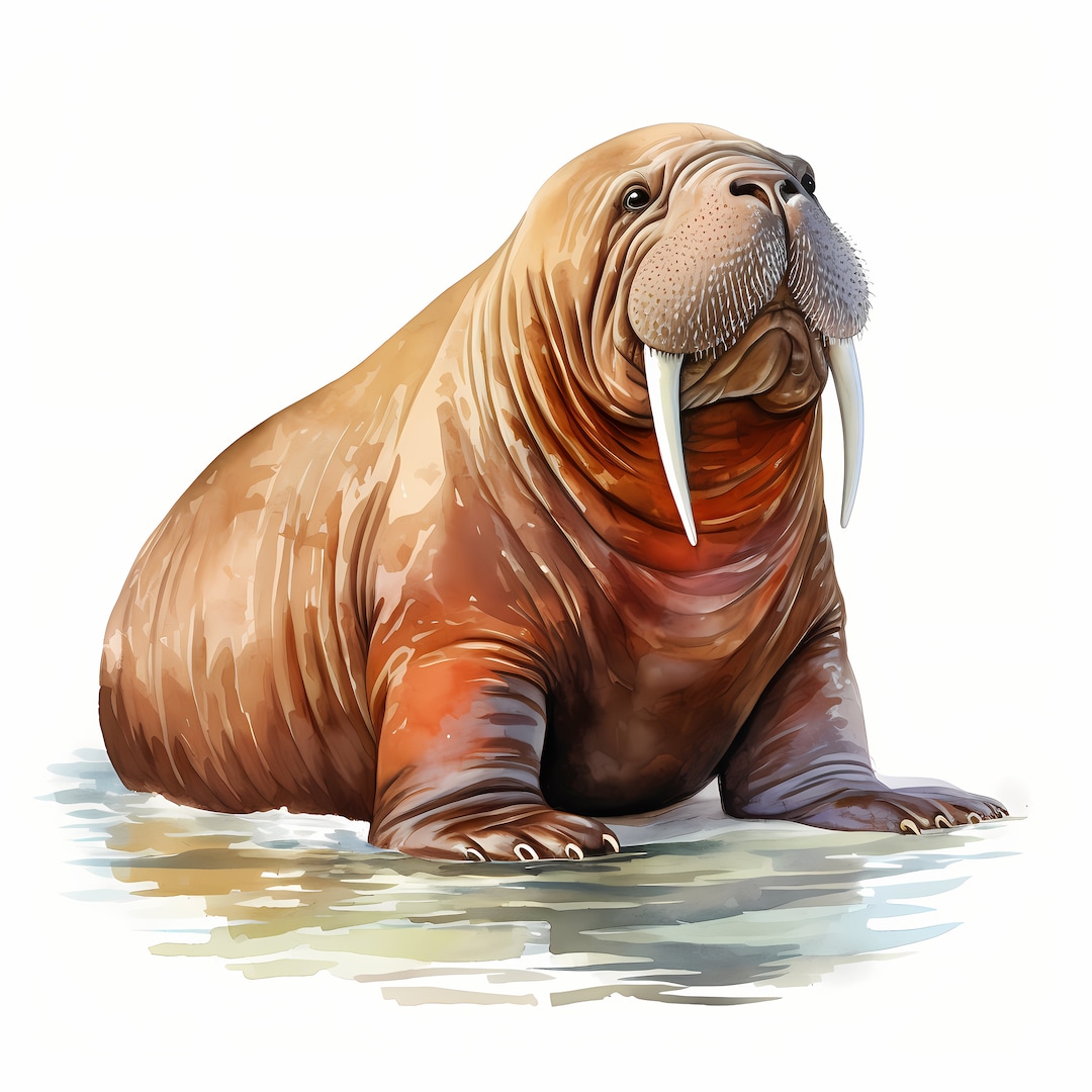 Walrus Clipart, Arctic Walrus Images, 10 Watercolor Clip Art, Printable ...