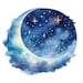 Watercolor Moon & Stars Clipart: Night Sky Images (jpgs) - Etsy