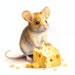 10 Mouse With Cheese, Mouse Eating Cheese JPG, Watercolor Clipart ...