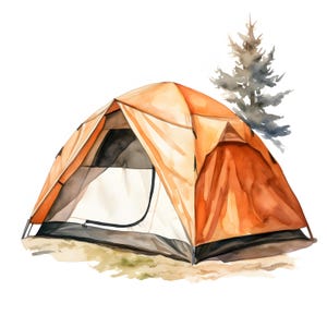 Camping Tent Clipart, Cozy Camping Images, 10 Watercolor Clip Art ...