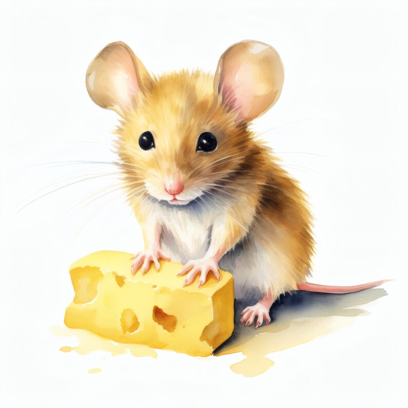 Cute Mouse Clipart, Cartoon Animal Images, 10 Watercolor Clip Art ...