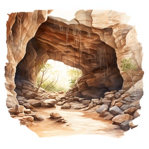 Cave Clipart, Caves Images, 10 Watercolor Clip Art, Printable Jpgs ...