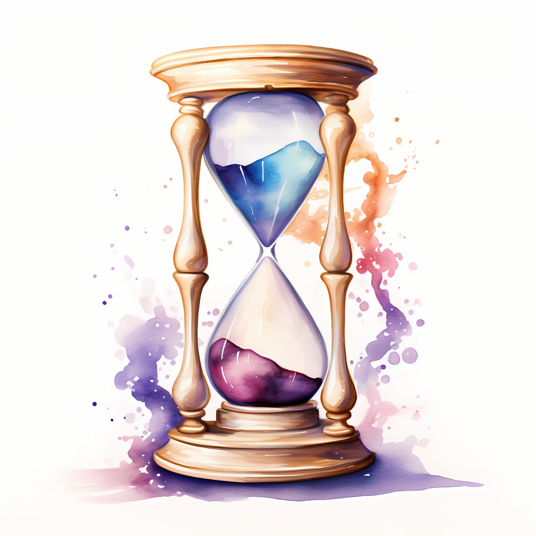 Watercolor Hourglass Clipart: Magical Sand Timers (jpgs, Commercial Use ...