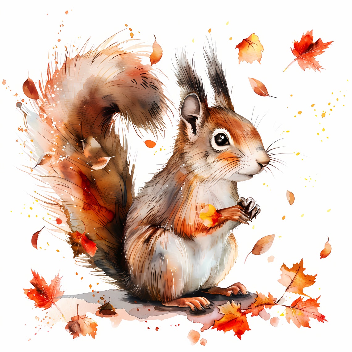 Watercolor Autumn Animal Clipart: Fall Woodland Images (jpgs ...