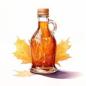 Watercolor Maple Syrup Clipart: Canadian Images (JPG, Commercial Use ...
