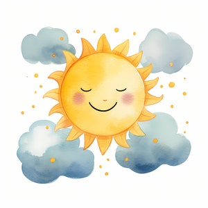 Happy Sun Clipart, Smiling Suns Images, 10 Watercolor Clip Art ...