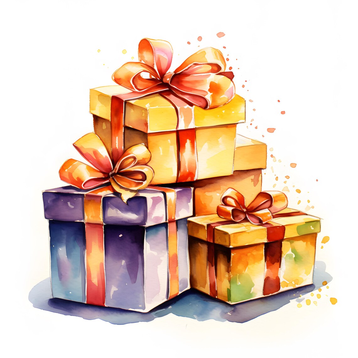 Watercolor Gift Boxes Clipart: Printable Present Images (jpgs) - Etsy