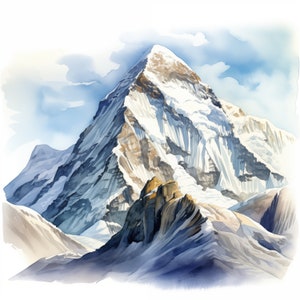 Mount Everest Clipart, Mountain Everest Images, 10 Watercolor Clip Art ...