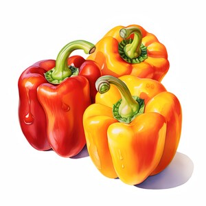 Watercolor Bell Peppers Clipart: Rainbow Sweet Pepper Images (jpgs) - Etsy