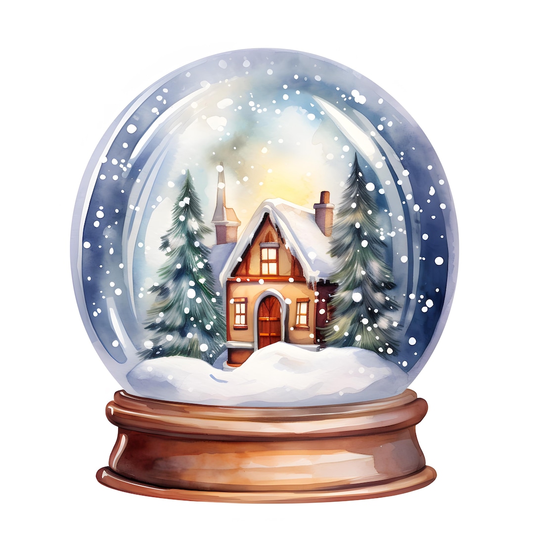 Snow Globe Clipart, Christmas Snowglobes Images, 10 Watercolor Clip Art ...