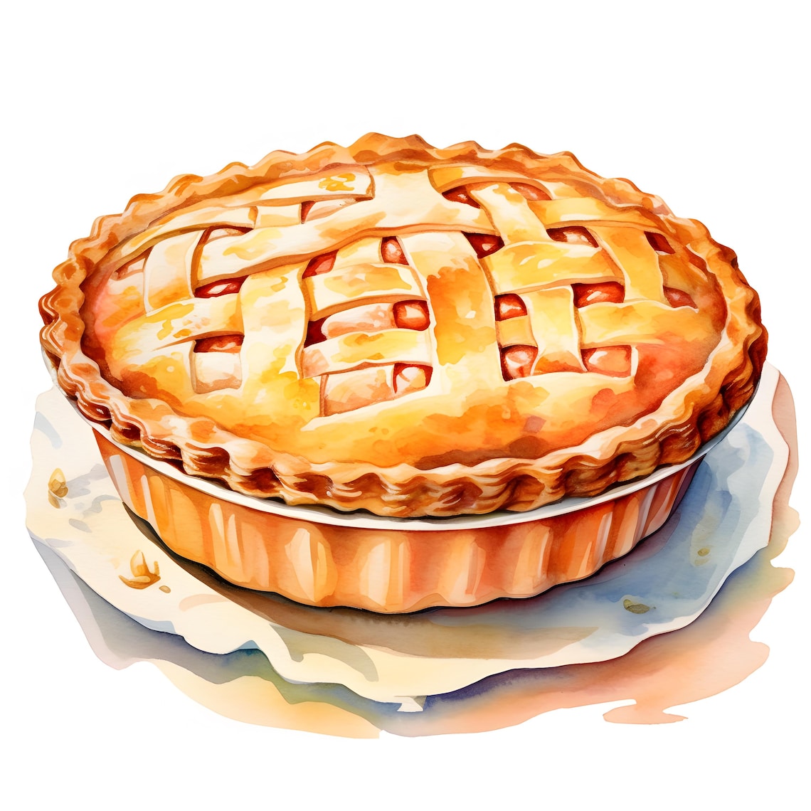 Apple Pie Watercolor Clipart: Cottage Pie Images (jpgs, Instant ...