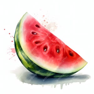 Watermelon Fruit Clipart, Summer Fruit Images, 10 Watercolor Clip Art ...