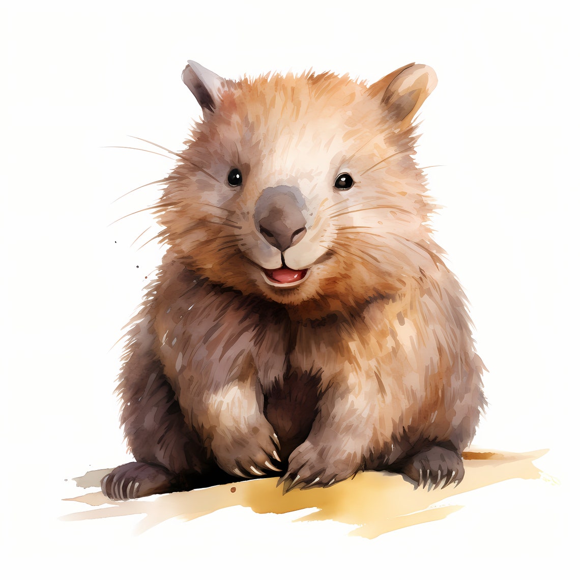 Watercolor Wombat Clipart: 10 JPG Images, Commercial Use (instant ...
