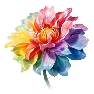 Rainbow Flower Clipart, Colored Flowers Images, 10 Watercolor Clip Art ...