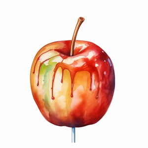 Caramel Apple Clipart, Sweet Apple Images, 10 Watercolor Clip Art ...