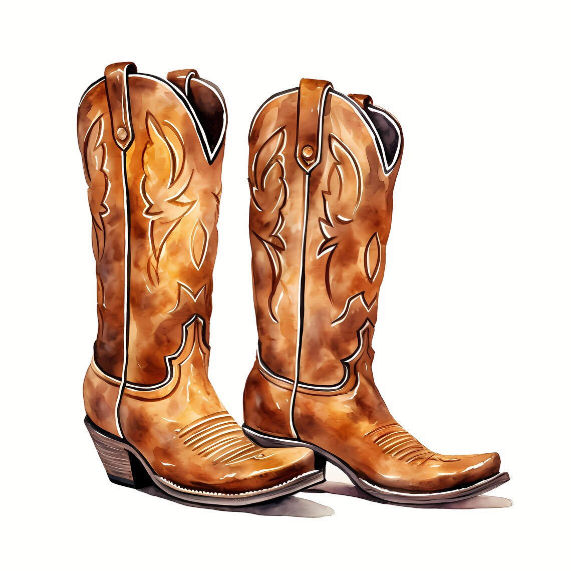 Watercolor Cowboy Boots Clipart: 10 JPG Images (commercial Use) - Etsy