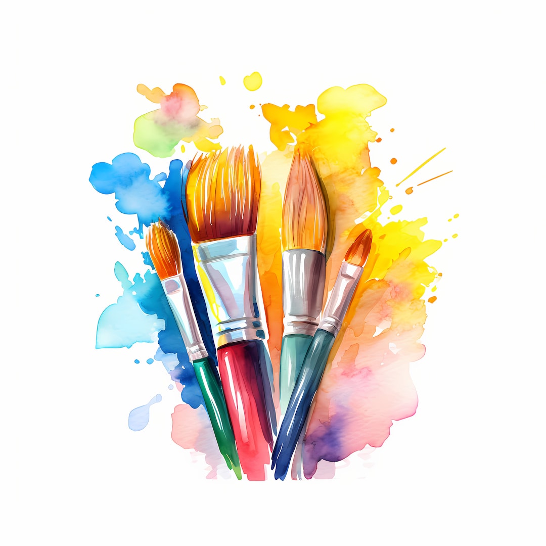 Paint Brushes Clipart, Painting Supplies Images, 10 Watercolor Clip Art ...