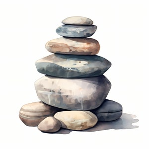 Cairns Clipart, Stone Cairns, Zen Stones Images, 10 Watercolor Clip Art ...