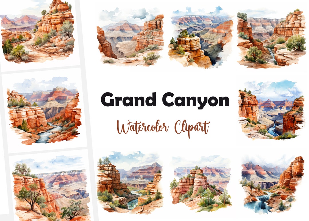 Grand Canyon Clipart, National Park Landscape Images, 14 Watercolor ...