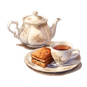 English Teatime Clipart, Tea Time Images, 10 Watercolor Clip Art ...