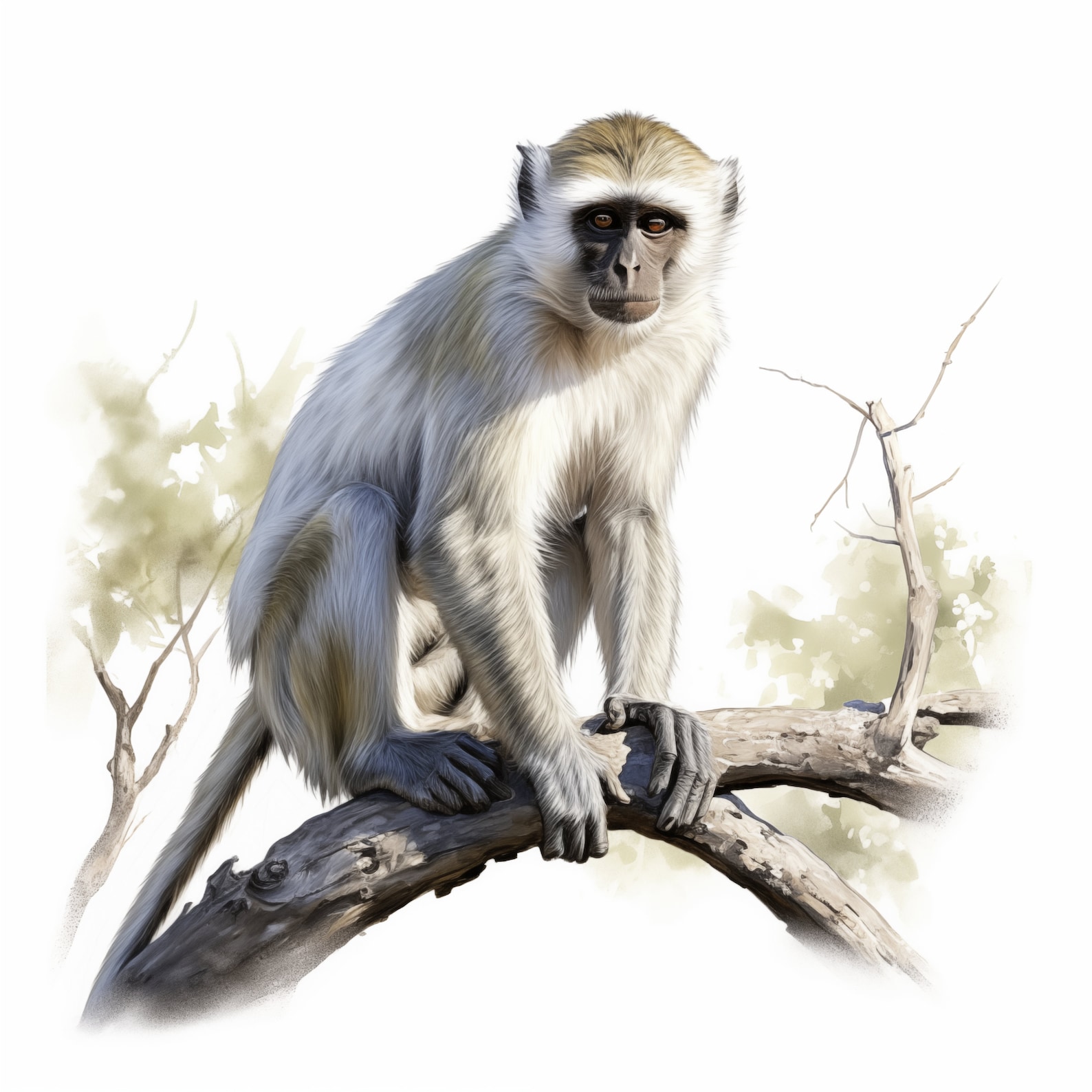 Vervet Monkey Clipart, Rainforest Primates Images, 10 Watercolor Clip ...