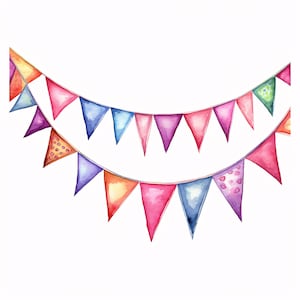 Watercolor Bunting Clipart: Party Flags, Garland (printable Jpgs) - Etsy