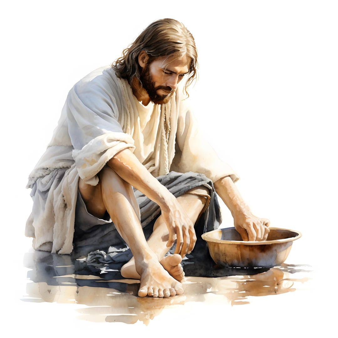Jesus Washing Feet Clipart, Jesus Christ Images, 10 Watercolor Clip Art ...