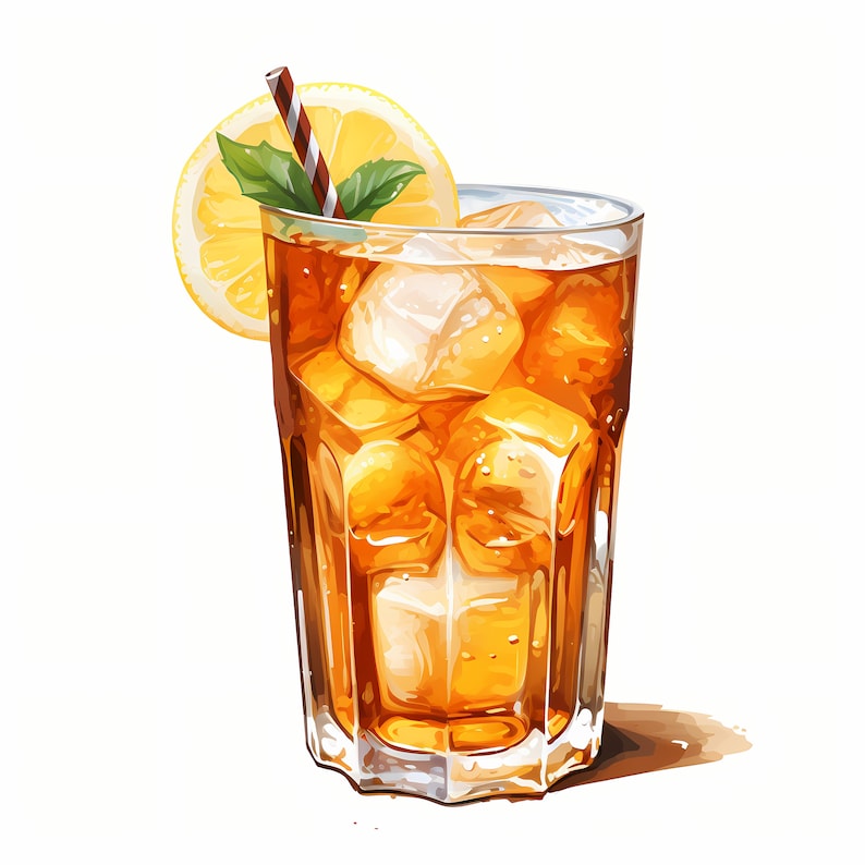 Iced Tea Clipart, Summer Drinks Images, 10 Watercolor Clip Art, Printable Jpgs, Instant Download ...