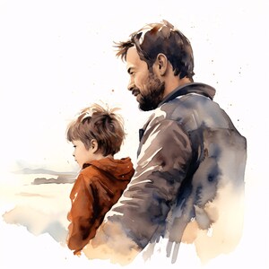 Father and Son Watercolor Clipart: Family Love Art, Commercial Use ...