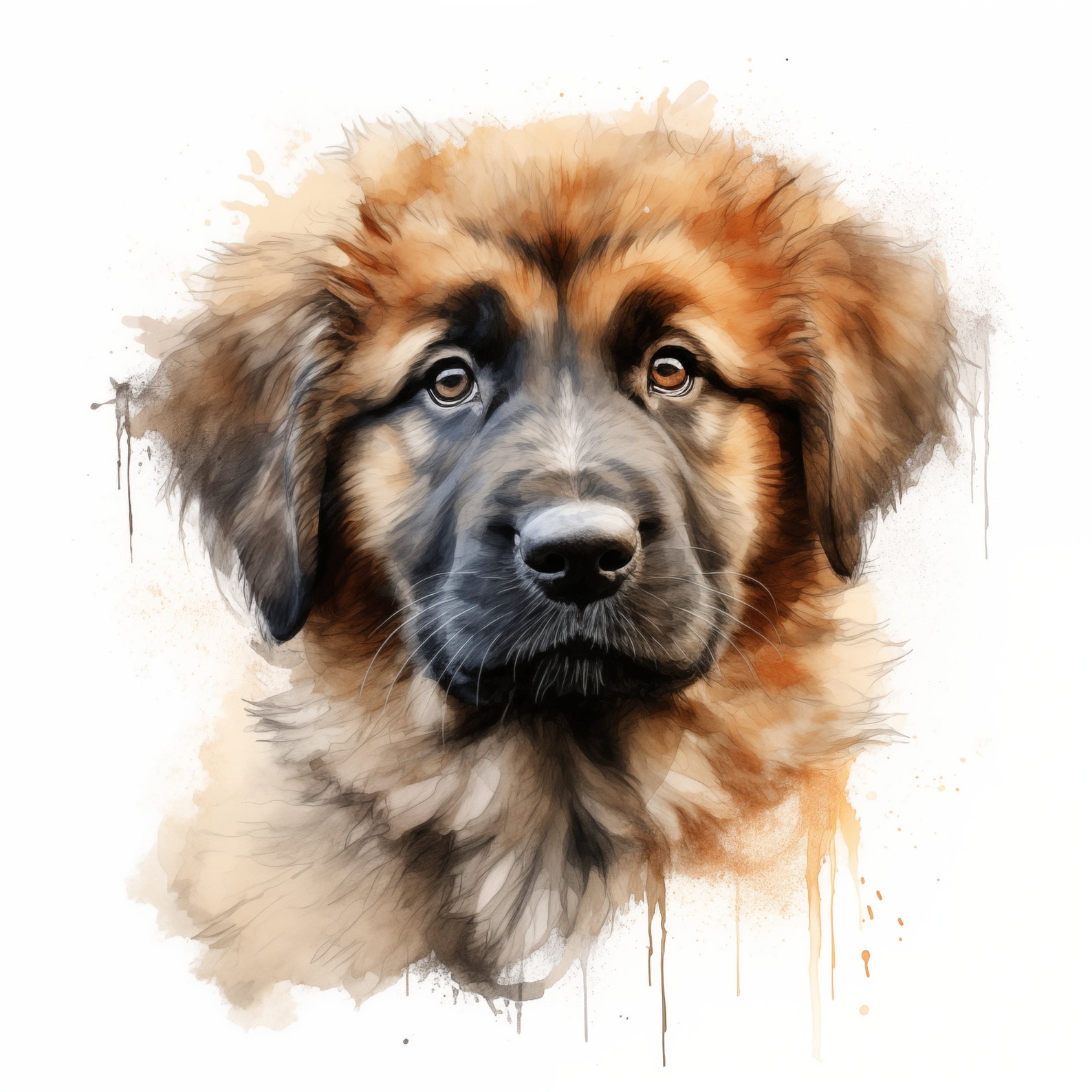10 Leonberger, Puppy Dog, Leo Dog JPG, Watercolor Clipart, Printable ...