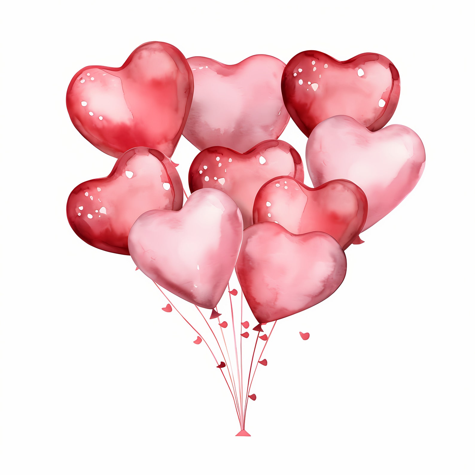 Heart Balloons Clipart, Valentine's Day Balloons Images, 10 Watercolor ...
