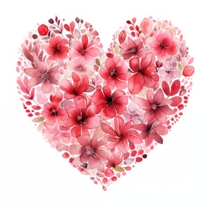 Floral Heart Clipart, Valentine's Day Images, 10 Watercolor Clip Art ...