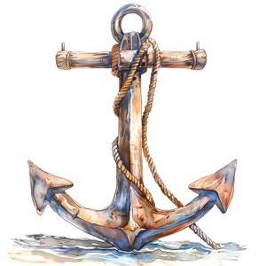 Anchor Clipart, Nautical Anchor Images, 10 Watercolor Clip Art ...