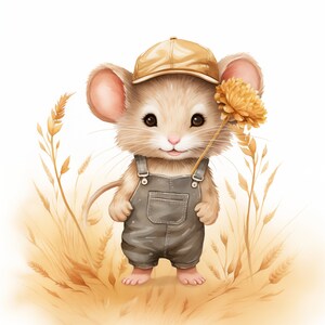 Baby Mouse Clipart, Mouse in Hat Images, 10 Watercolor Clip Art ...