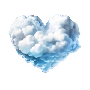 Watercolor Heart Cloud Clipart: Printable Valentine's Day Jpgs ...