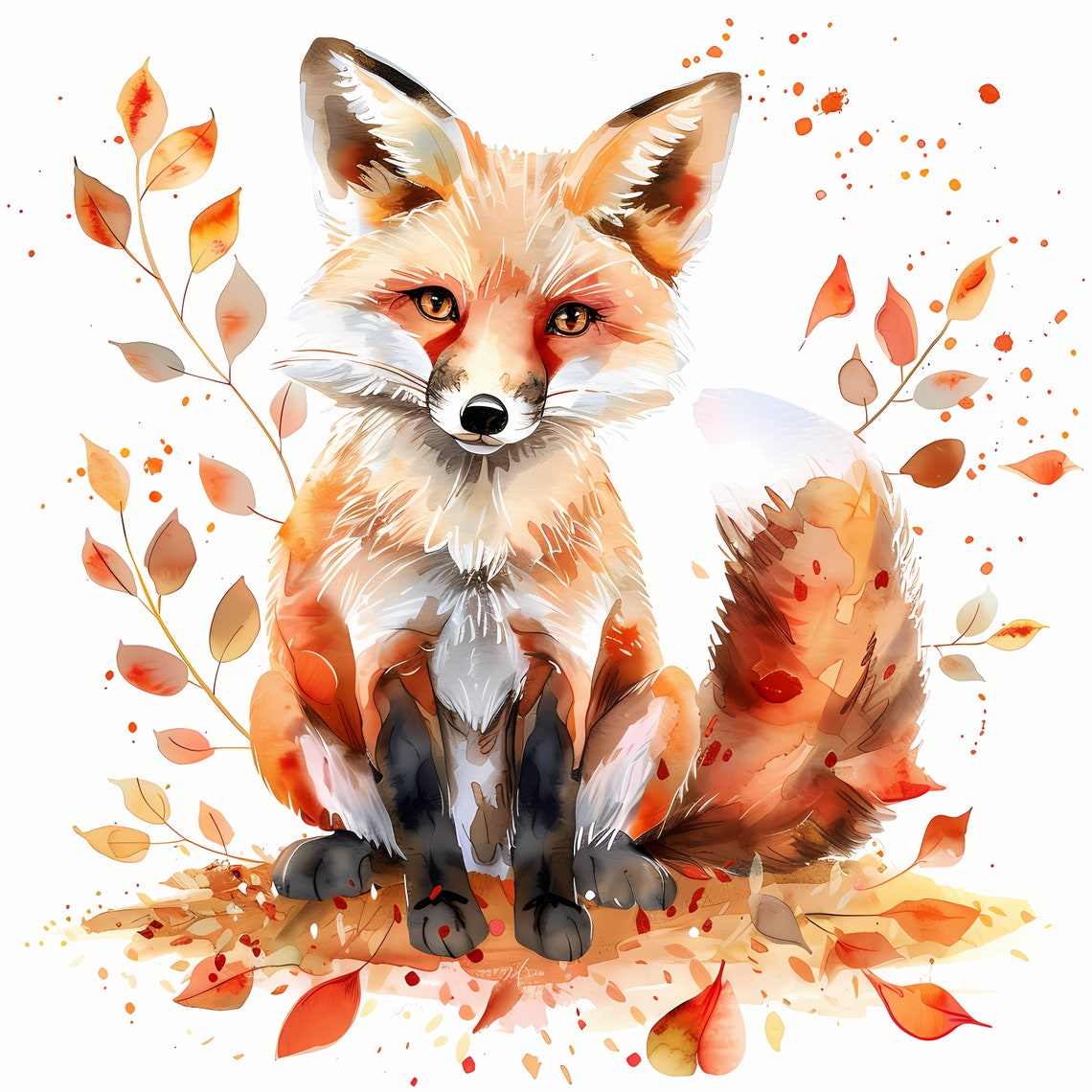 Watercolor Autumn Animal Clipart: Fall Woodland Images (jpgs ...