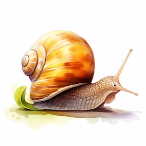 Snail Clipart, Garden Snails Images, 10 Watercolor Clip Art, Printable ...