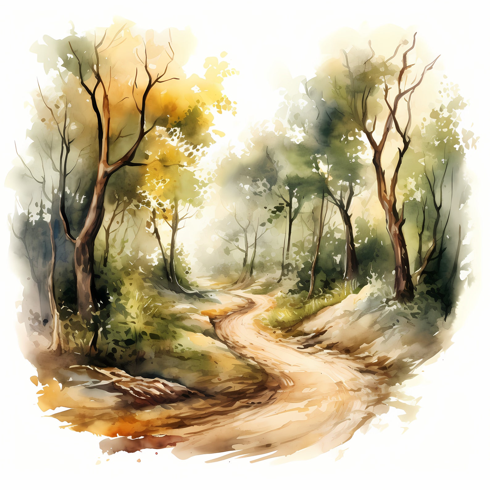 Forest Path Clipart, Path in Woods Images, 10 Watercolor Clip Art ...