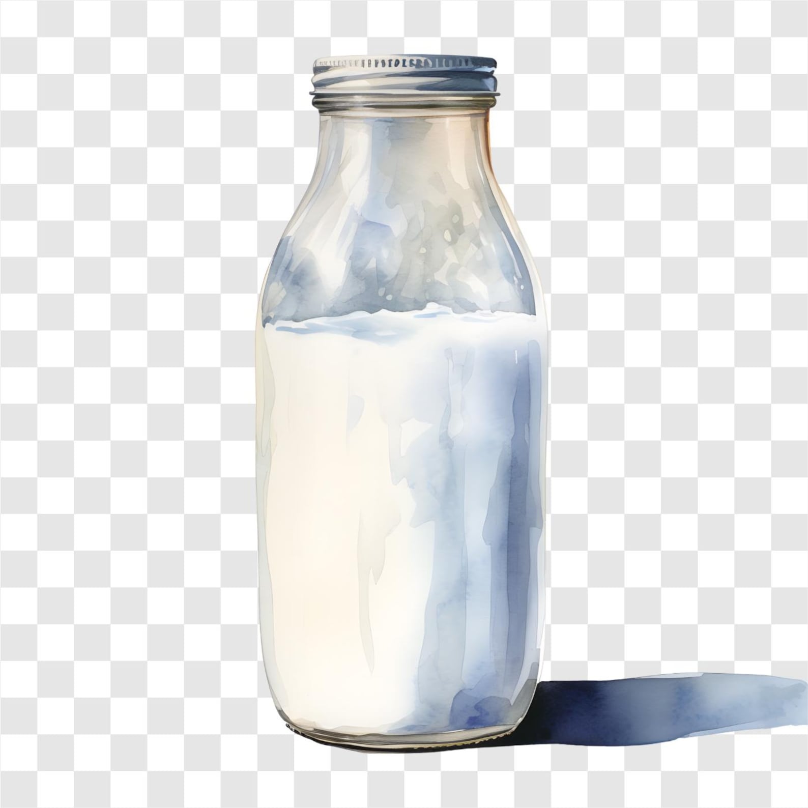 10 PNG Milk Bottle, Milk Glass Bottle Clipart, Watercolor Clip Art ...