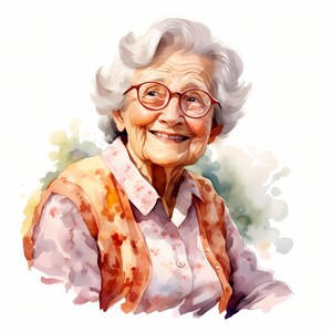 Old Lady Clipart, Happy Ladies Images, 10 Watercolor Clip Art ...