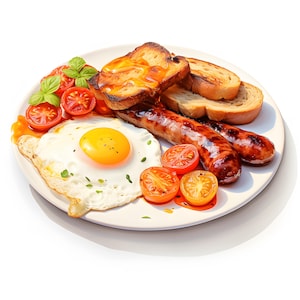 Breakfast Clipart, English Breakfast Images, 10 Watercolor Clip Art ...