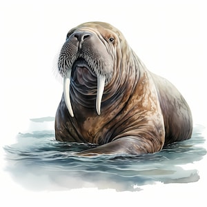 Walrus Clipart, Arctic Walrus Images, 10 Watercolor Clip Art, Printable ...
