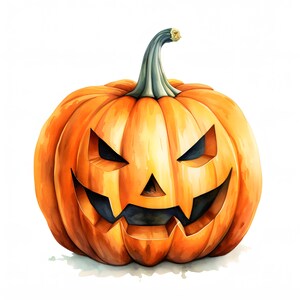 Watercolor Jack O Lantern Clipart: Halloween Pumpkin Images (digital ...