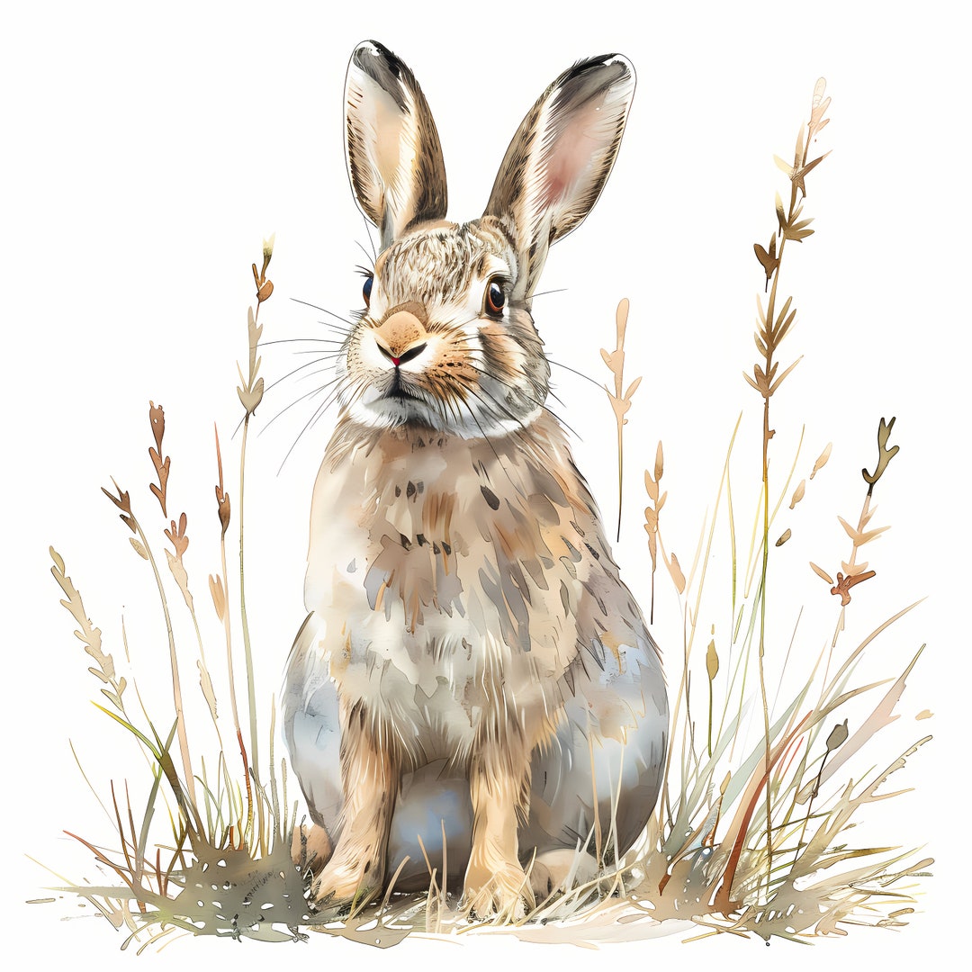 Winter Rabbit Clipart, Hedgerow Rabbits Images, 10 Watercolor Clip Art ...