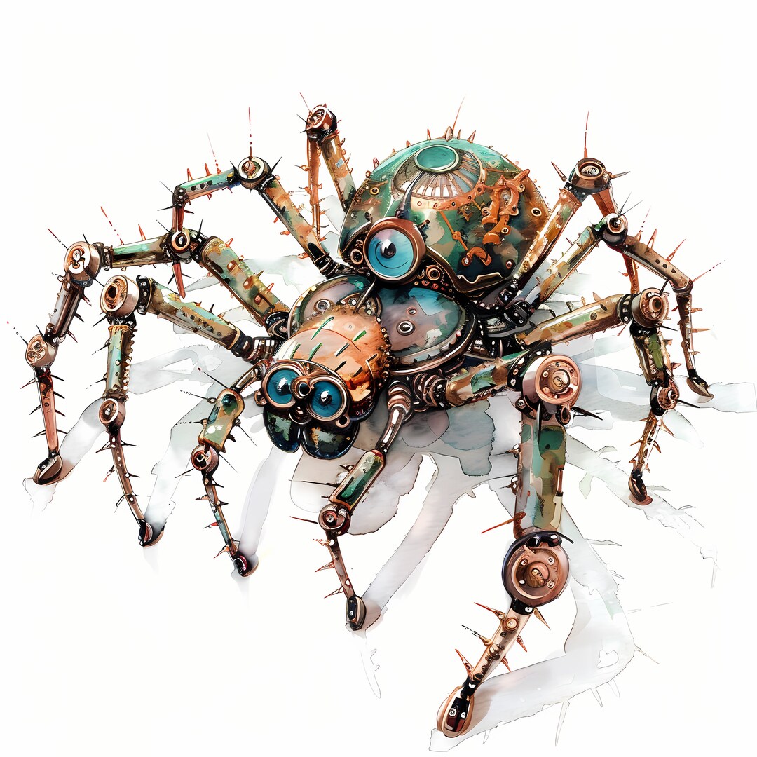 Steampunk Spider Clipart, Steampunk Bugs Images, 10 Watercolor Clip Art ...