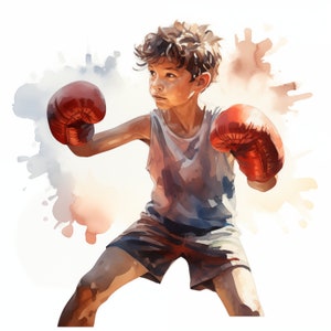 Children Boxing Clipart, Boxing Sport Images, 10 Watercolor Clip Art ...