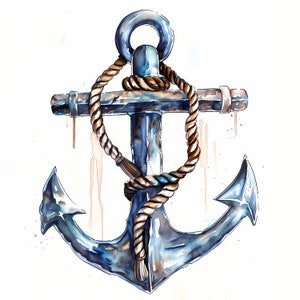 Anchor Clipart, Nautical Anchor Images, 10 Watercolor Clip Art ...