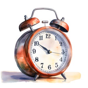 Alarm Clock Clipart, Old Fashioned Alarm Images, 10 Watercolor Clip Art ...