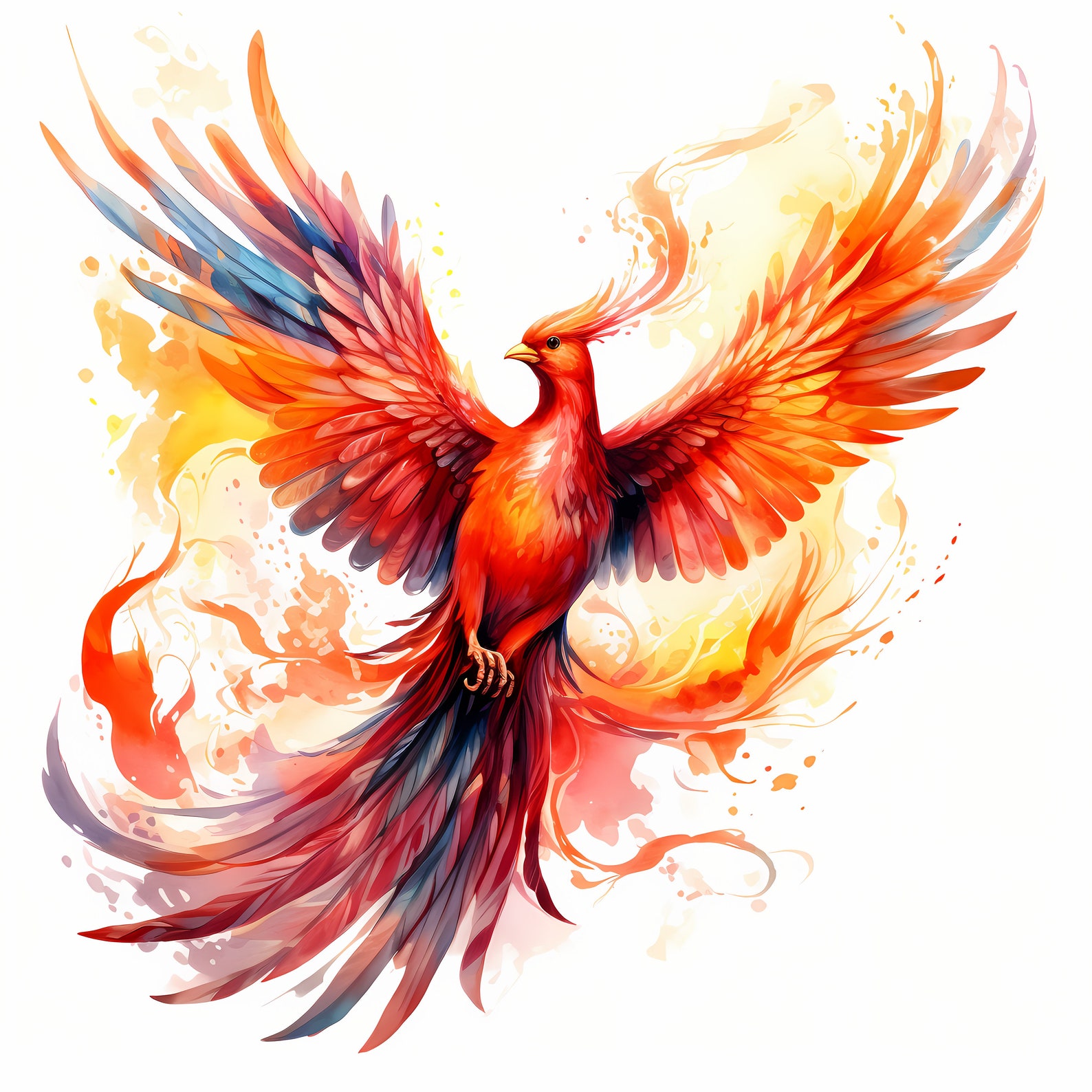 Phoenix Clipart, Fairytale Fire Bird Images, 10 Watercolor Clip Art ...